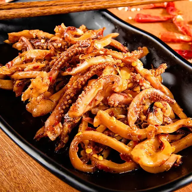 Spicy squid beard, one bite is chewy, the spicy is fresh and tender and ...